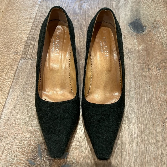 Gucci | Shoes | Gucci Dark Green Wool Heels | Poshmark